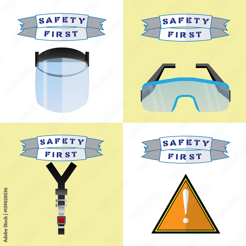 safety first construction sign, health and safety warning signs, vector ...