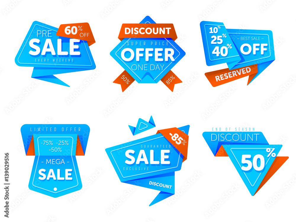 Special offer sale tag discount symbol retail sticker sign price set ...