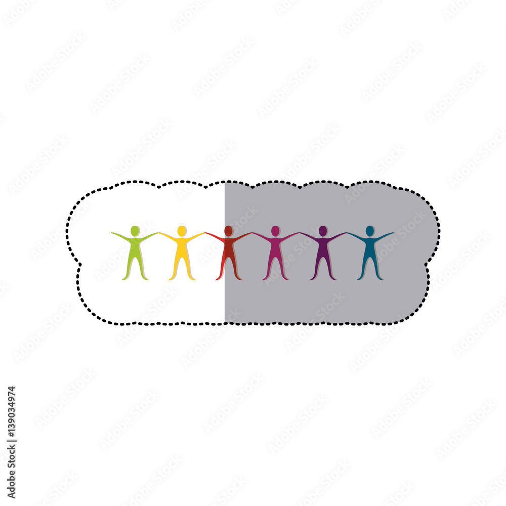 color people with hands up icon, vector illustraction design Stock ...