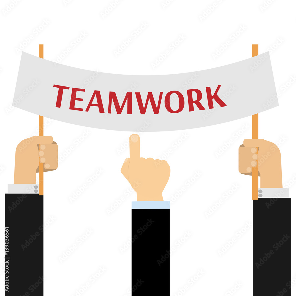 Hand holding teamwork banner Stock Vector | Adobe Stock