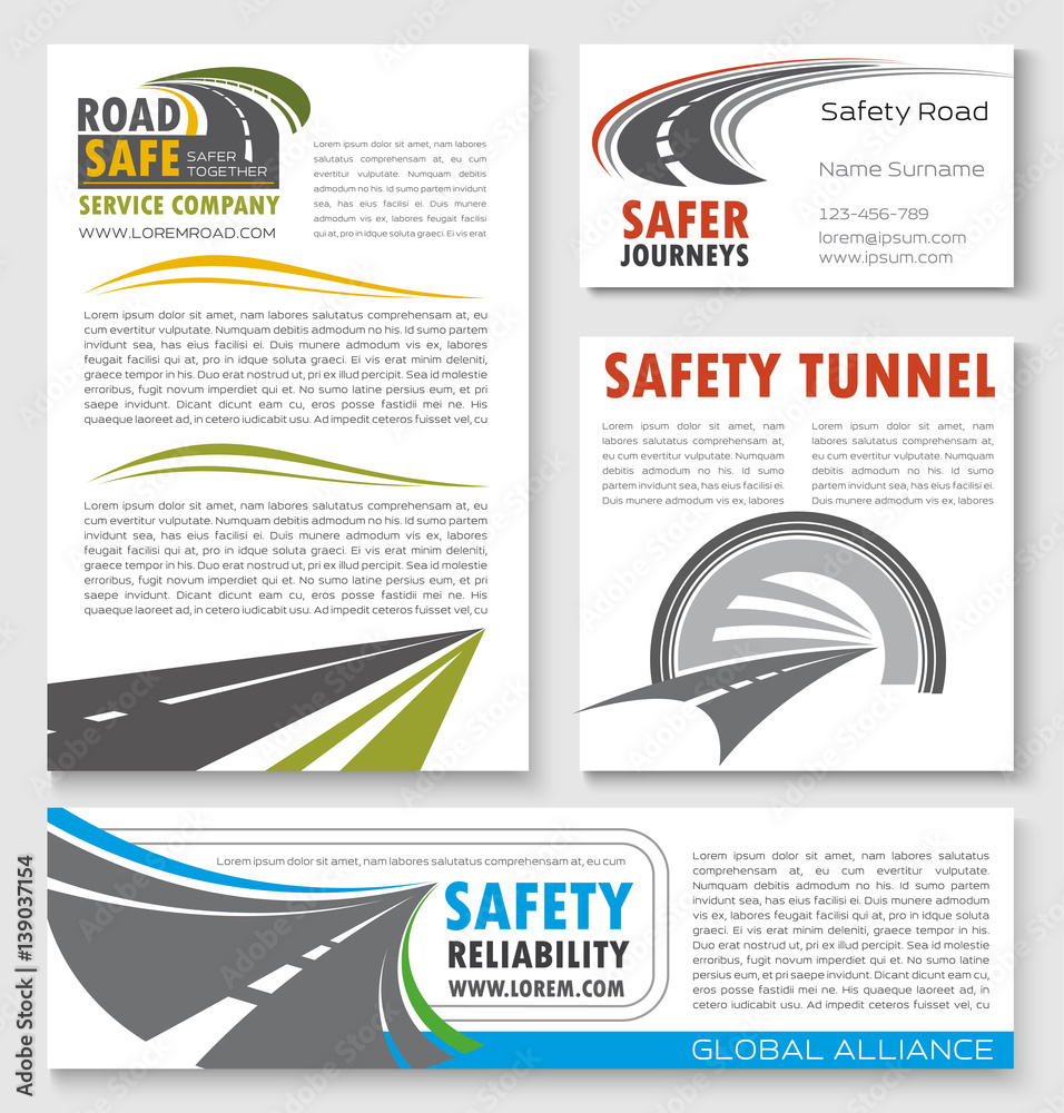 Road construction, traffic safety banner template Stock Vector | Adobe ...