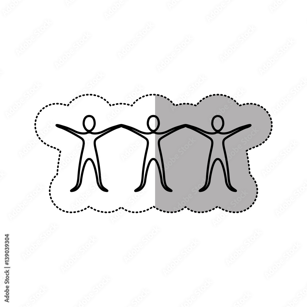 sticker people with hands up icon, vector illustraction design Stock ...