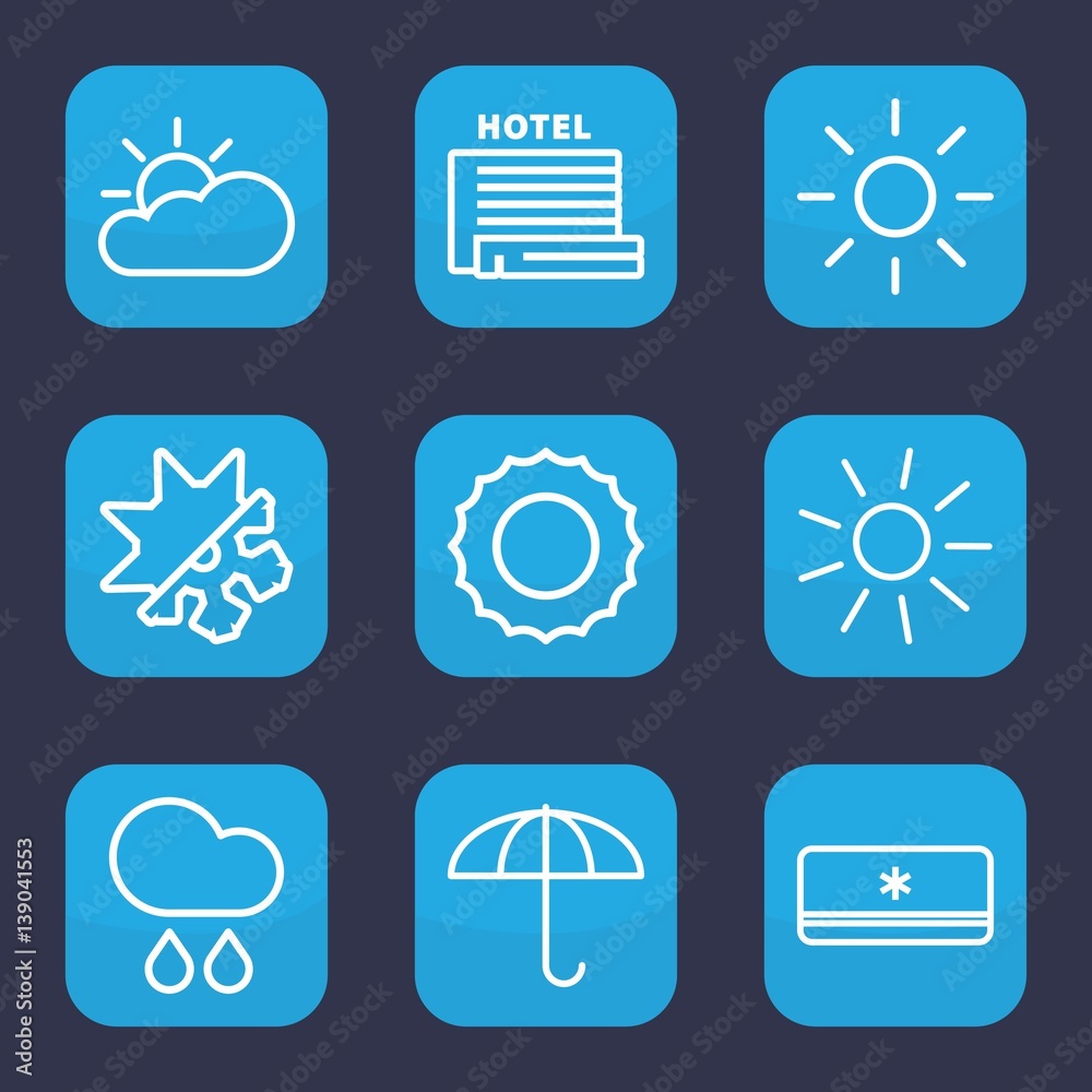Set of 9 outline climate icons Stock-Vektorgrafik | Adobe Stock