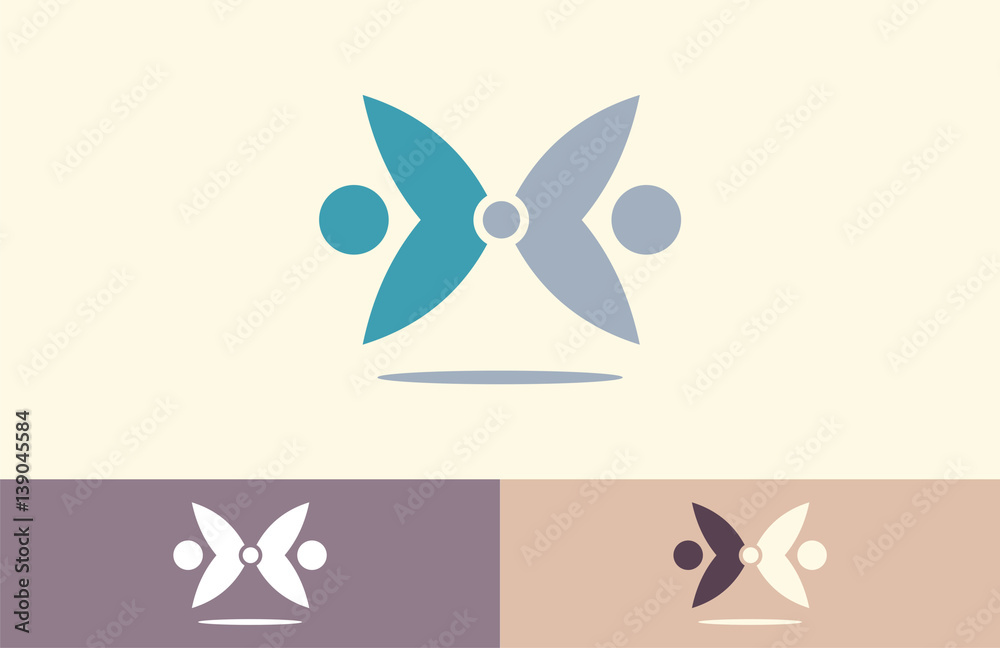 x human butterfly logo Stock Vector | Adobe Stock