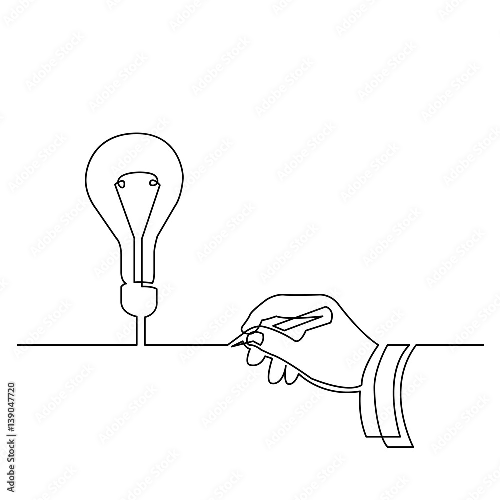 Photo & Art Print continuous line drawing of hand creating idea ...