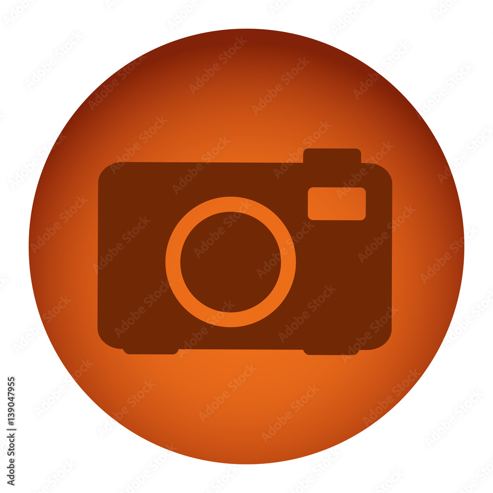 orange color circular frame with silhouette analog camera vector ...