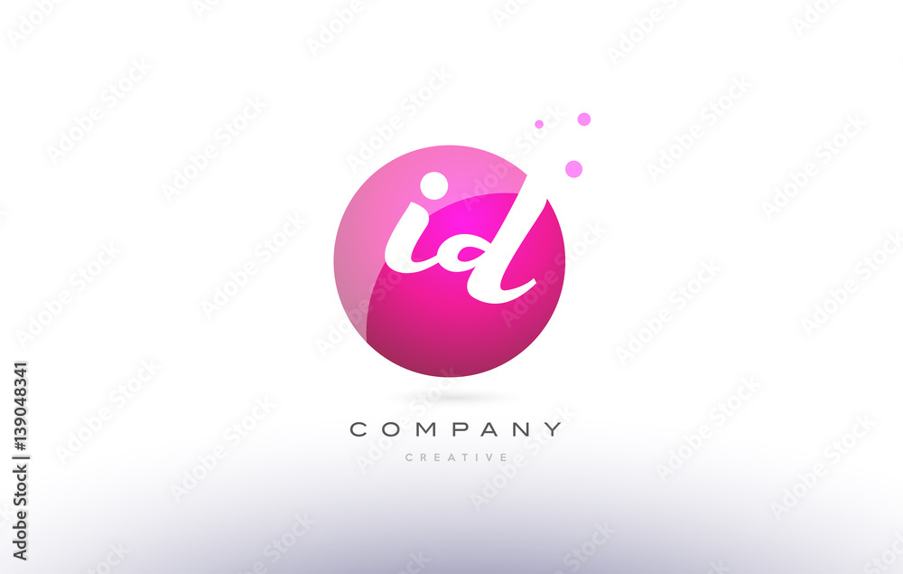 id i d sphere pink 3d hand written alphabet letter logo Stock Vector ...