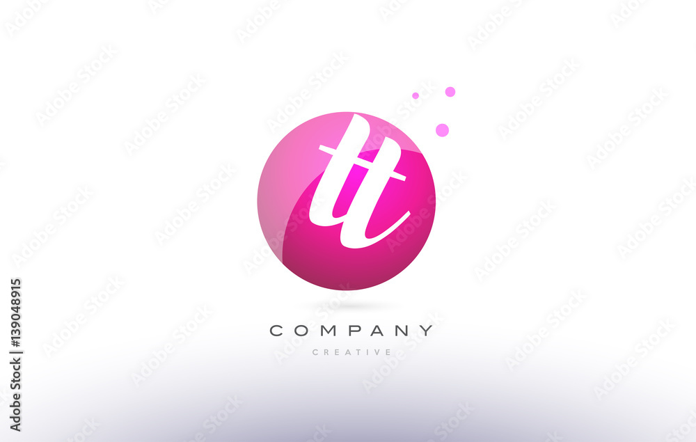 tt t sphere pink 3d hand written alphabet letter logo Stock Vector ...