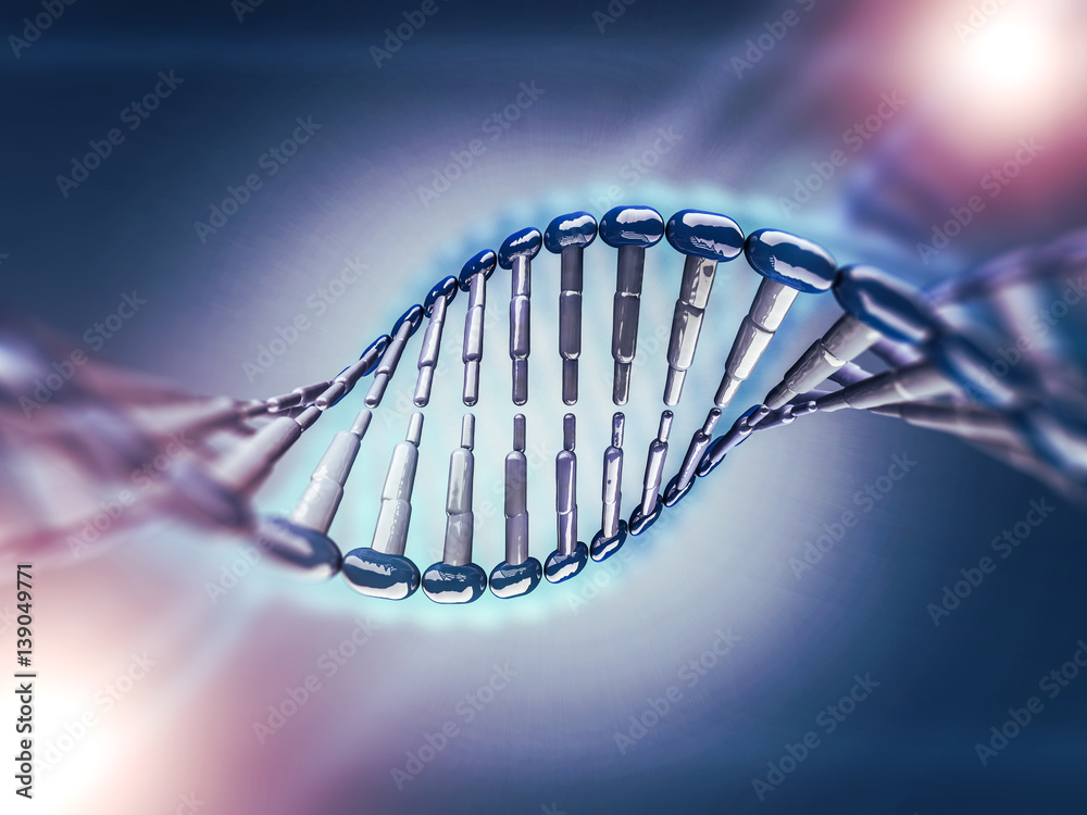 Digital illustration of a DNA model. 3D rendering Stock Illustration ...