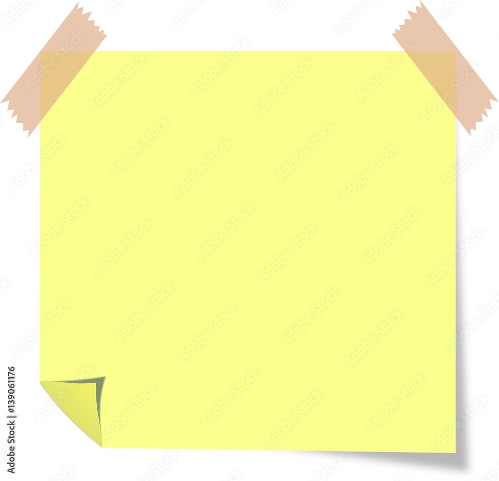 Yellow stick note isolated on white background Stock Vector | Adobe Stock