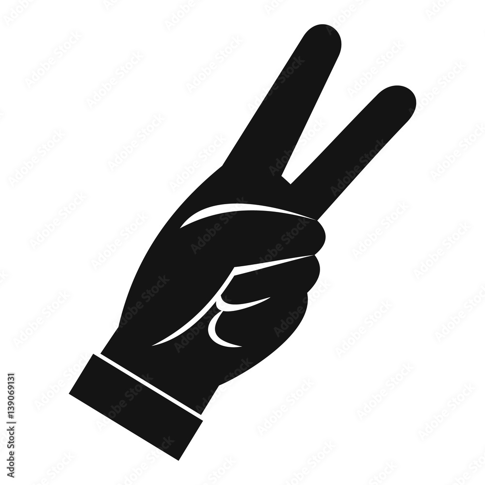 Hand showing victory sign icon, simple style vector de Stock | Adobe Stock