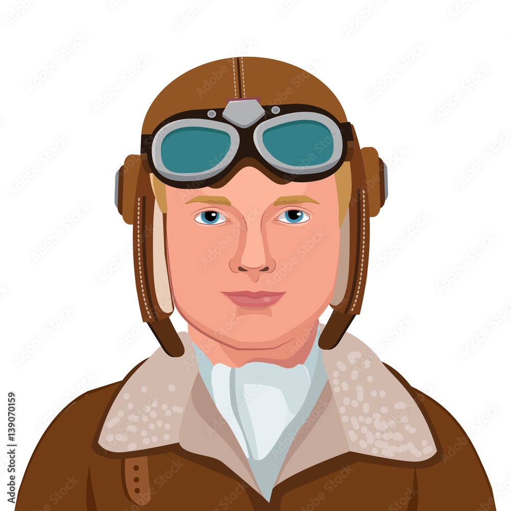 Vintage Aviator. Great Illustration Of A Vintage Pilot Isolated In ...