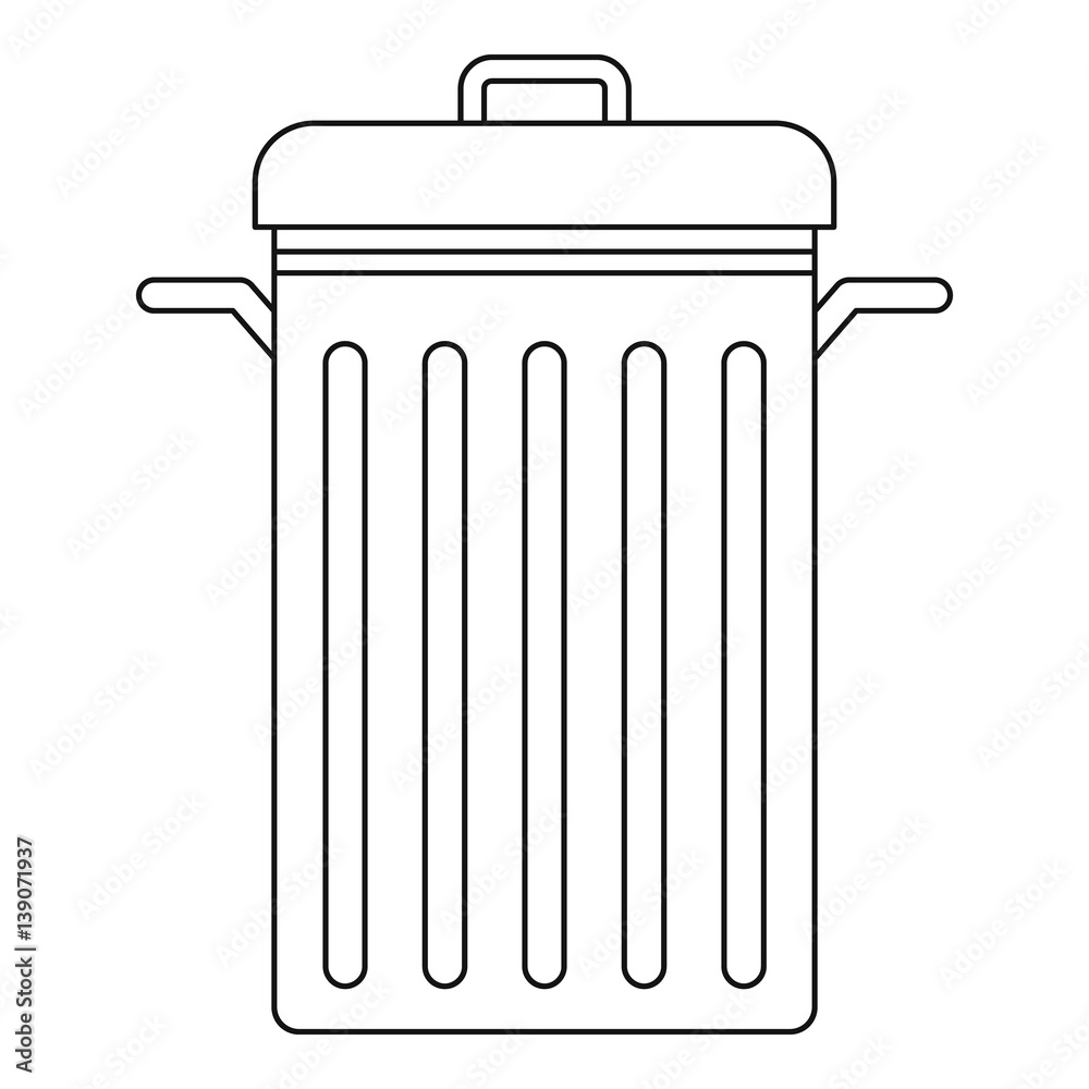 Trash can with lid icon, outline style Stock Vector | Adobe Stock
