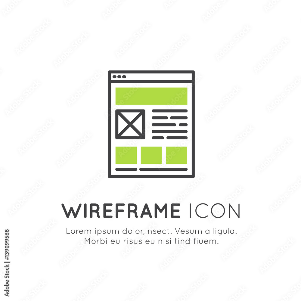 Vector Icon Style Illustration of Wireframe Layout Design, Web ...