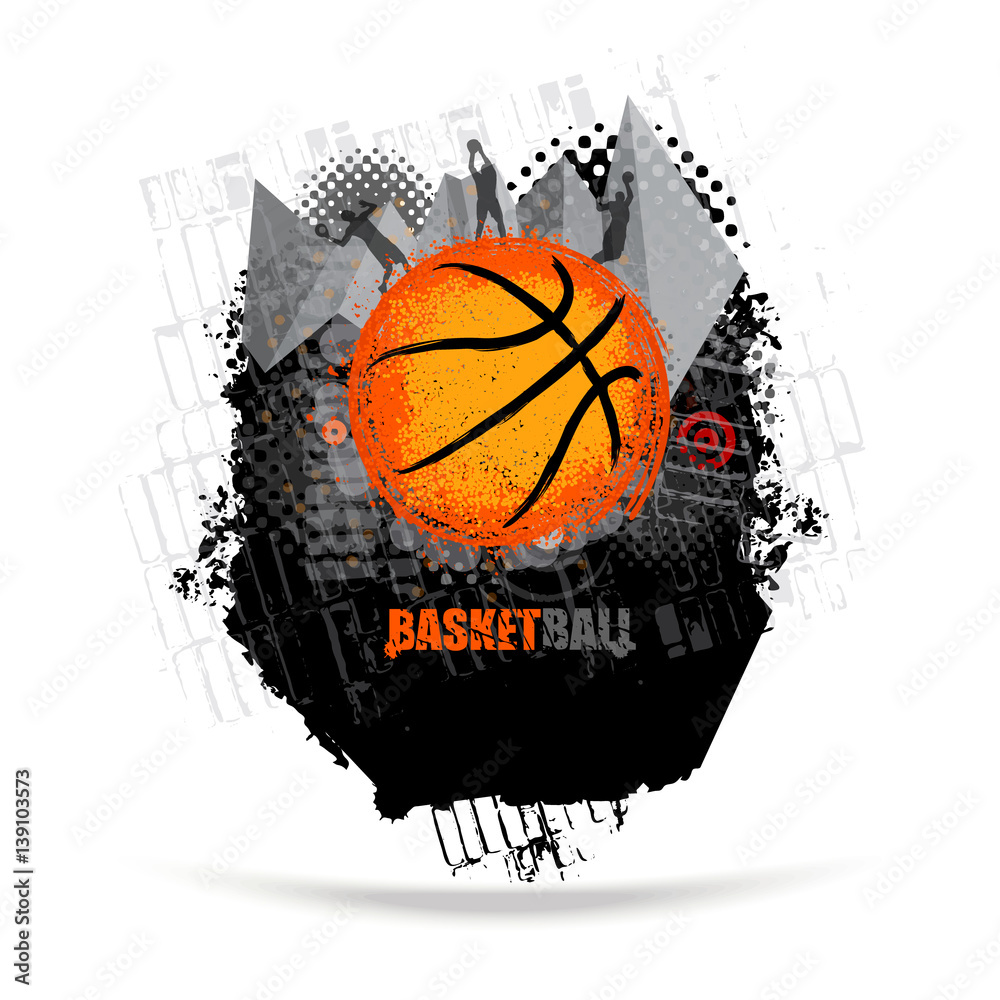 Vector illustration of basketball. Abstract grunge style. Textures. The ...