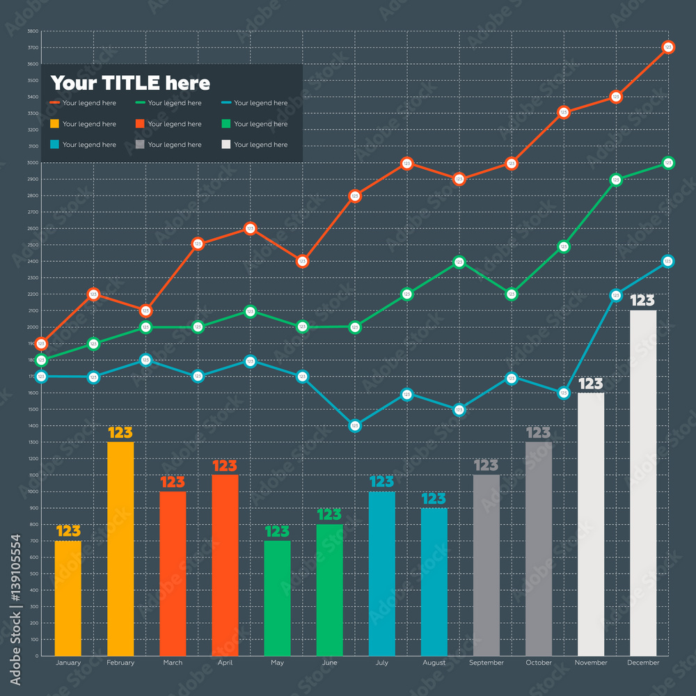 Infographic elements - bar and line chart Stock Vector | Adobe Stock