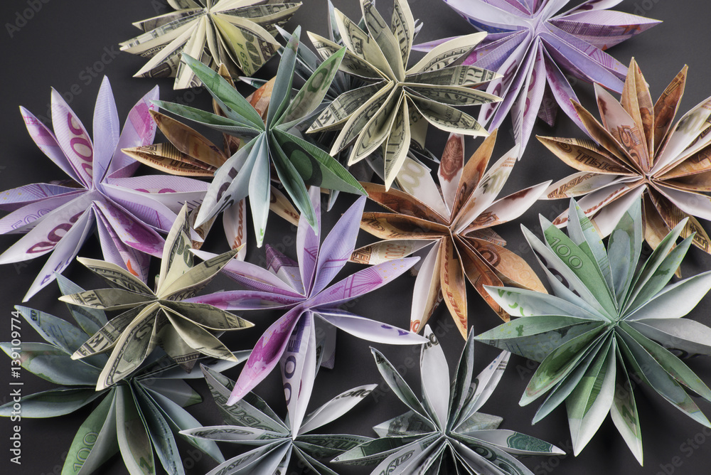 flowers origami banknotes Stock Photo | Adobe Stock