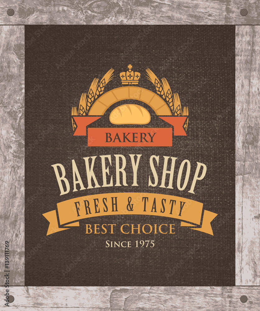 Vector banner for a bakery shop with a picture of the loaf and ears of ...