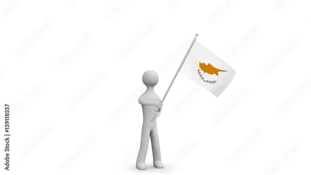 Cyprus waving flag. 3d Man holding and waving Cypriot flag on ...