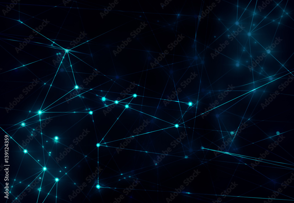 world of particle galaxy star abstract ai tech neon glow wave futuristic network background ...