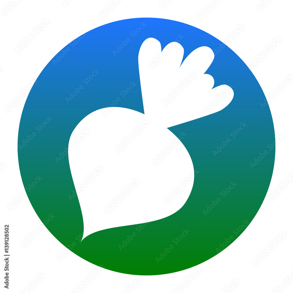 Beet simple sign. Vector. White icon in bluish circle on white ...