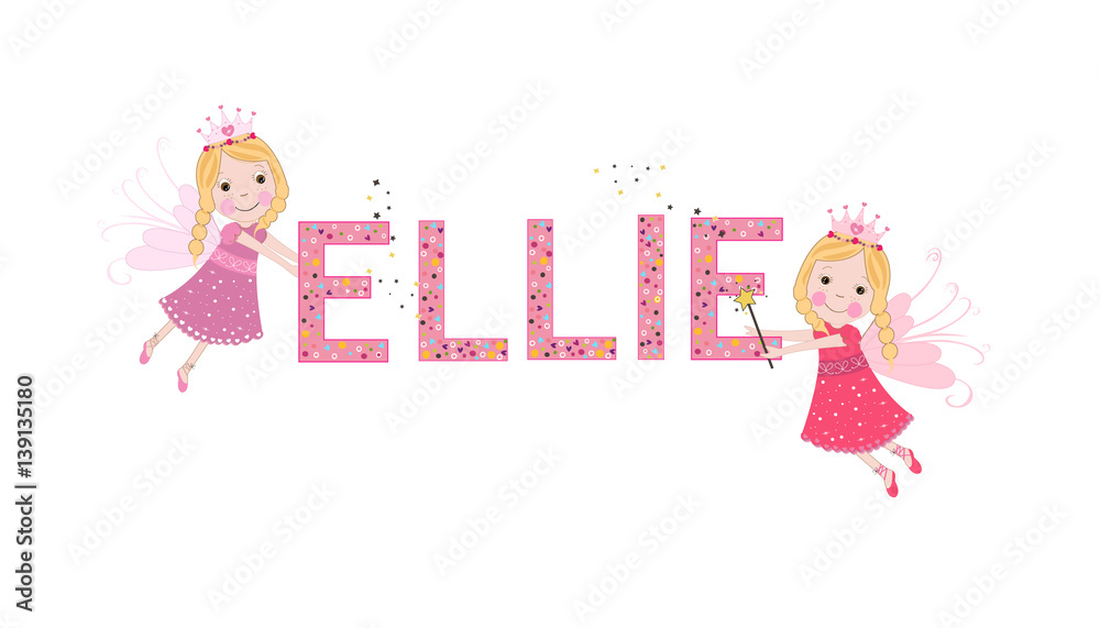 Ellie female name with cute fairy tale Stock Illustration | Adobe Stock