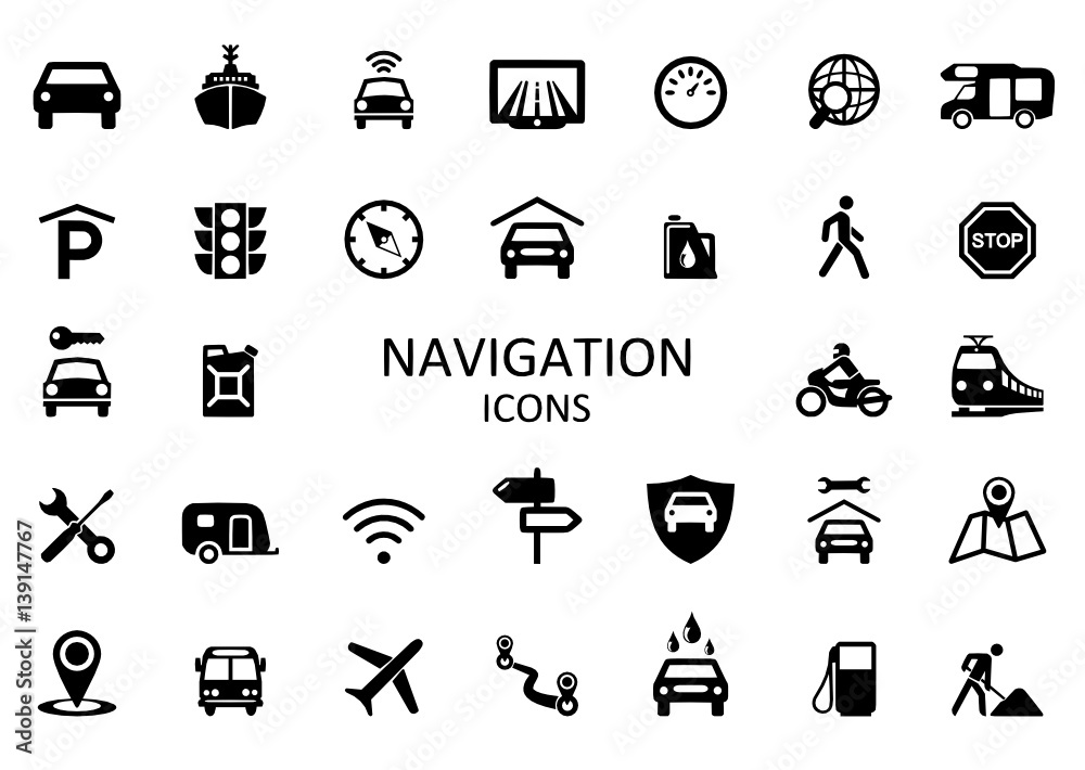 Icons Traffic and Mobility Stock Vector | Adobe Stock