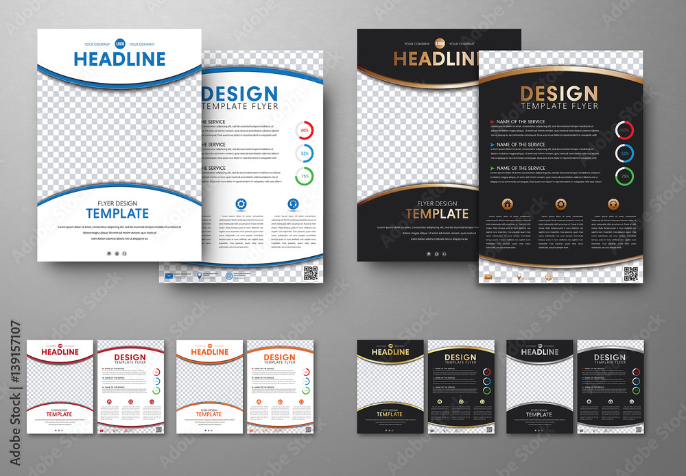 Wavy Border Flyer Layout Set Stock Template | Adobe Stock