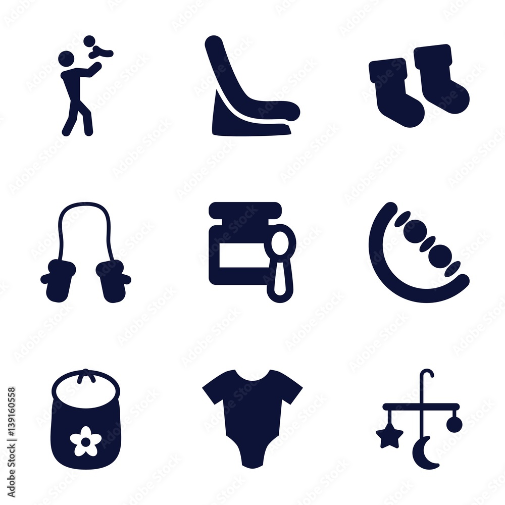 Set of 9 baby filled icons Stock Vector | Adobe Stock