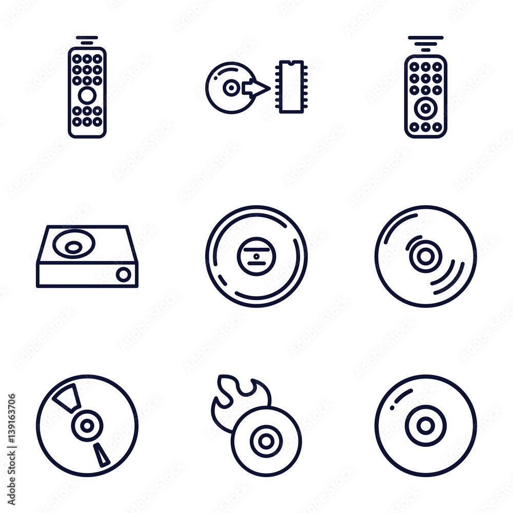 Set of 9 dvd outline icons vector de Stock | Adobe Stock