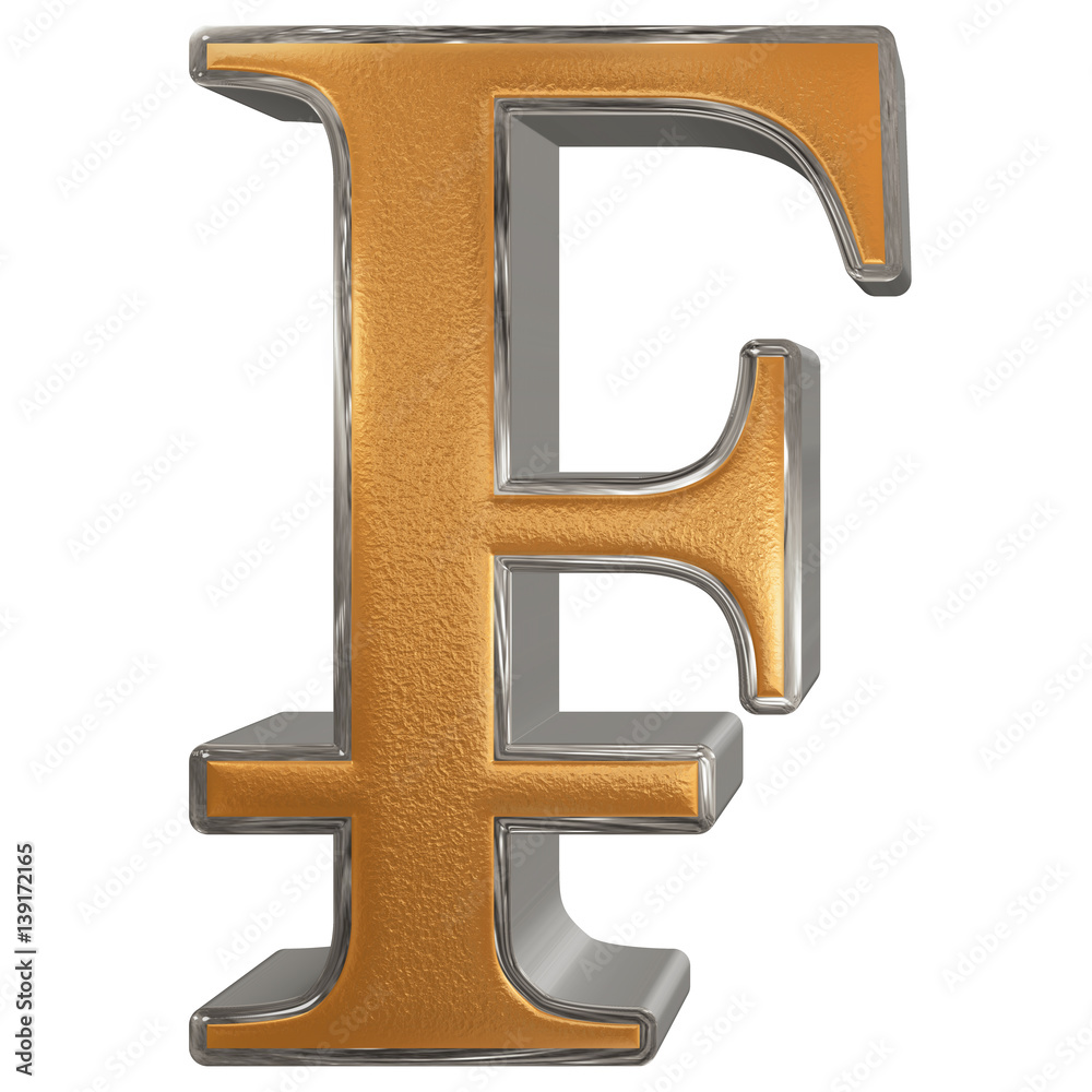 Symbol of French franc, isolated on white background, 3D illustration ...