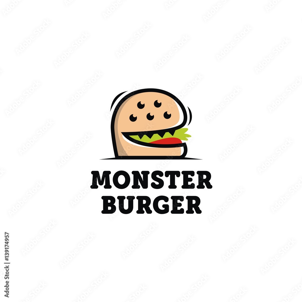Monster burger logo vector Stock Vector | Adobe Stock