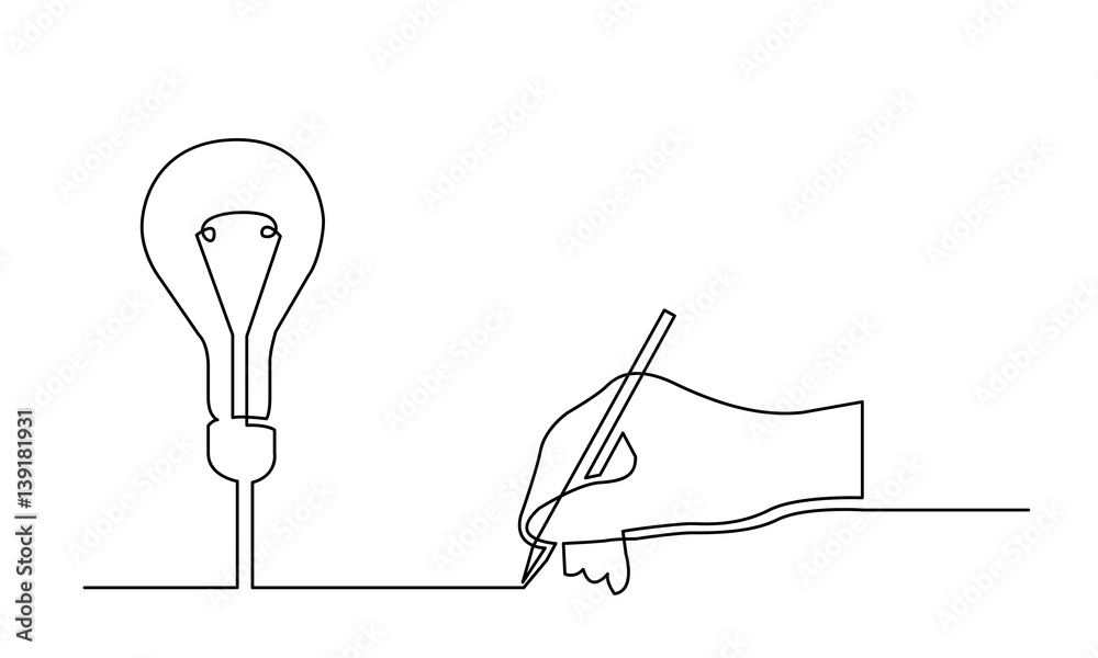 continuous line drawing of hand creating a new idea Stock Vector ...