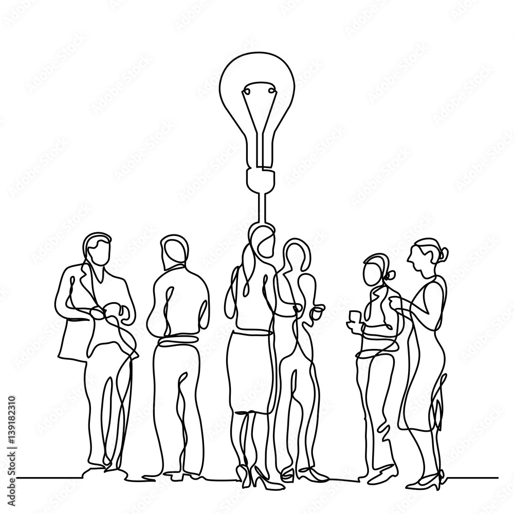 continuous line drawing of business team discussion idea Stock Vector ...