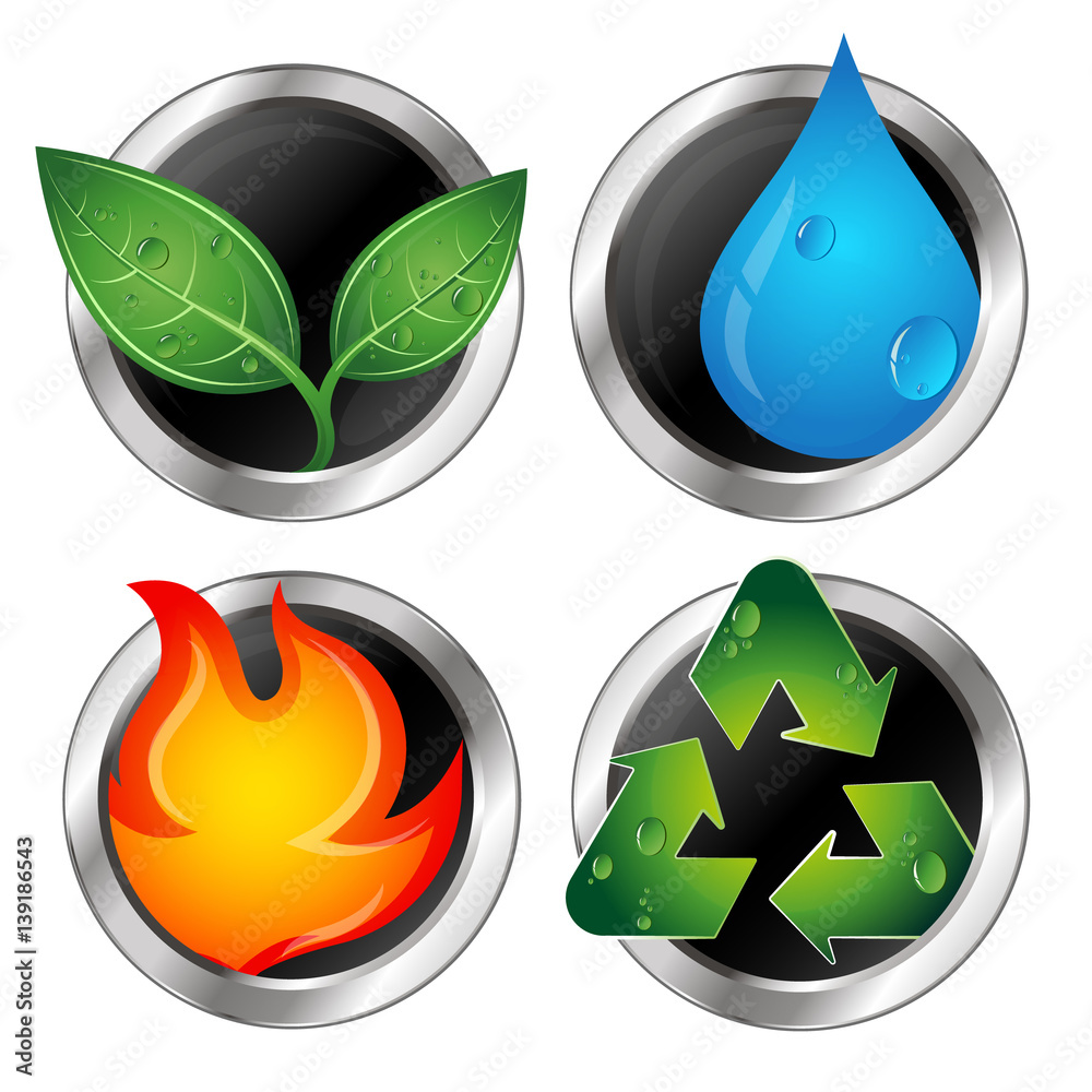 Symbols of renewable energy and recycling Stock Vector | Adobe Stock