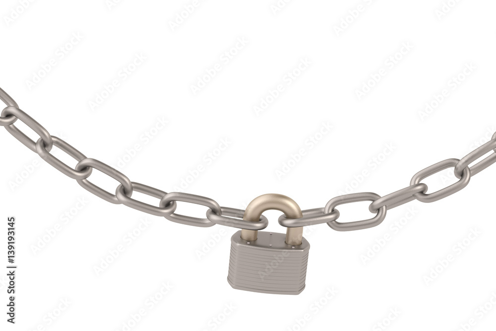 lock and chains on white background,3D illustration. Stock Illustration ...