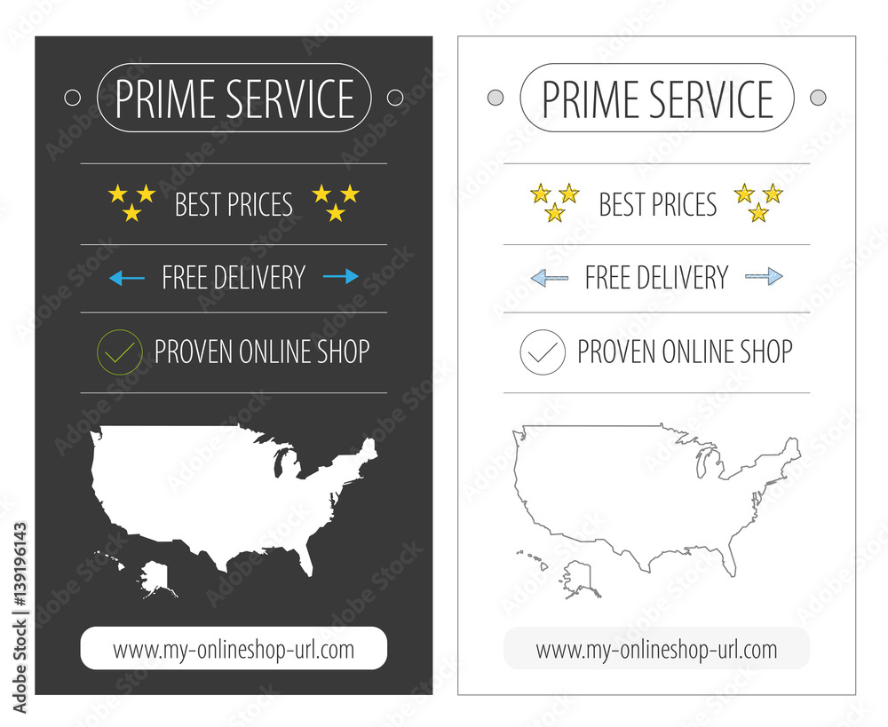USA prime service ecommerce banner illustration in two variations Stock ...