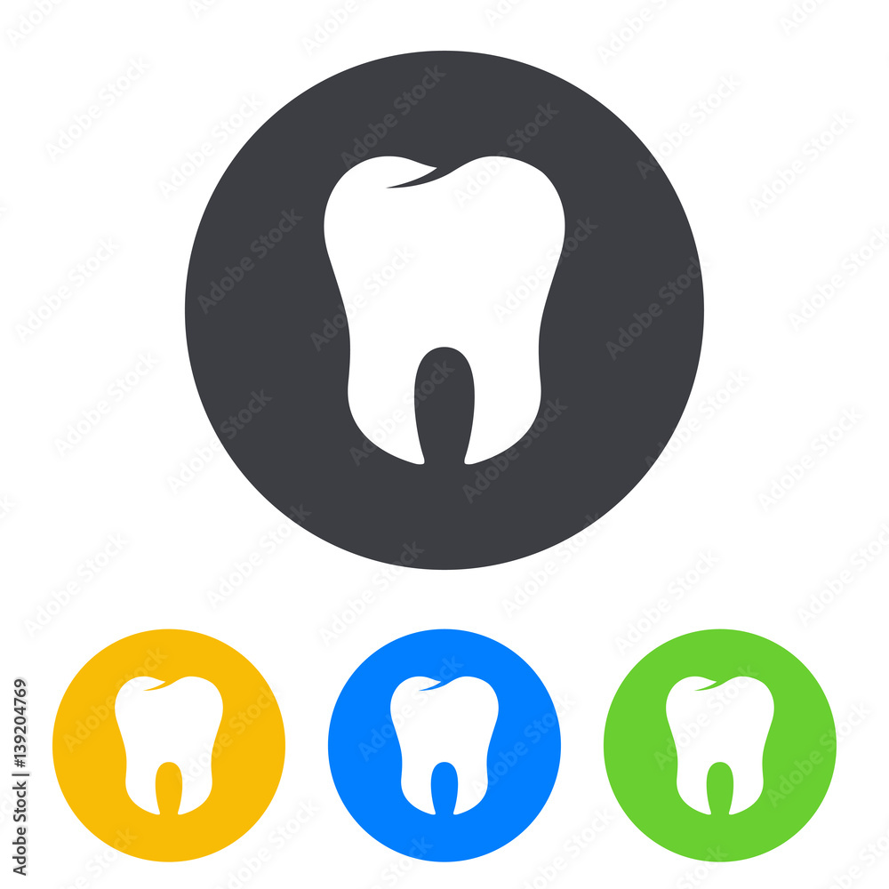 Icono plano muela en circulo varios colores vector de Stock | Adobe Stock