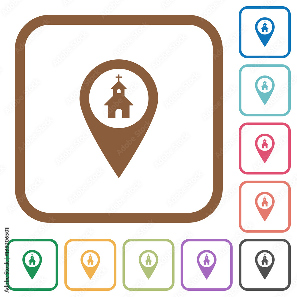 Church GPS map location simple icons Stock Vector | Adobe Stock