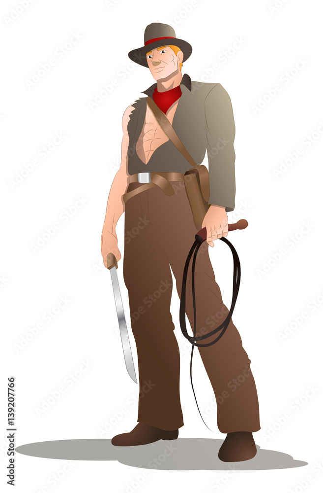 adventurer cowboy hold whip Stock Illustration | Adobe Stock