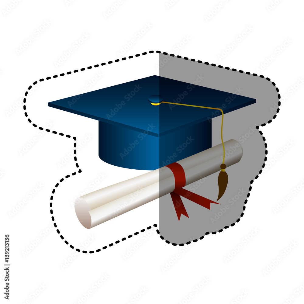 Blue Graduation Cap Silhouette