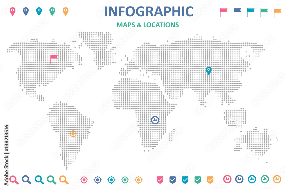 Detail infographic vector illustration. Map of the world and ...