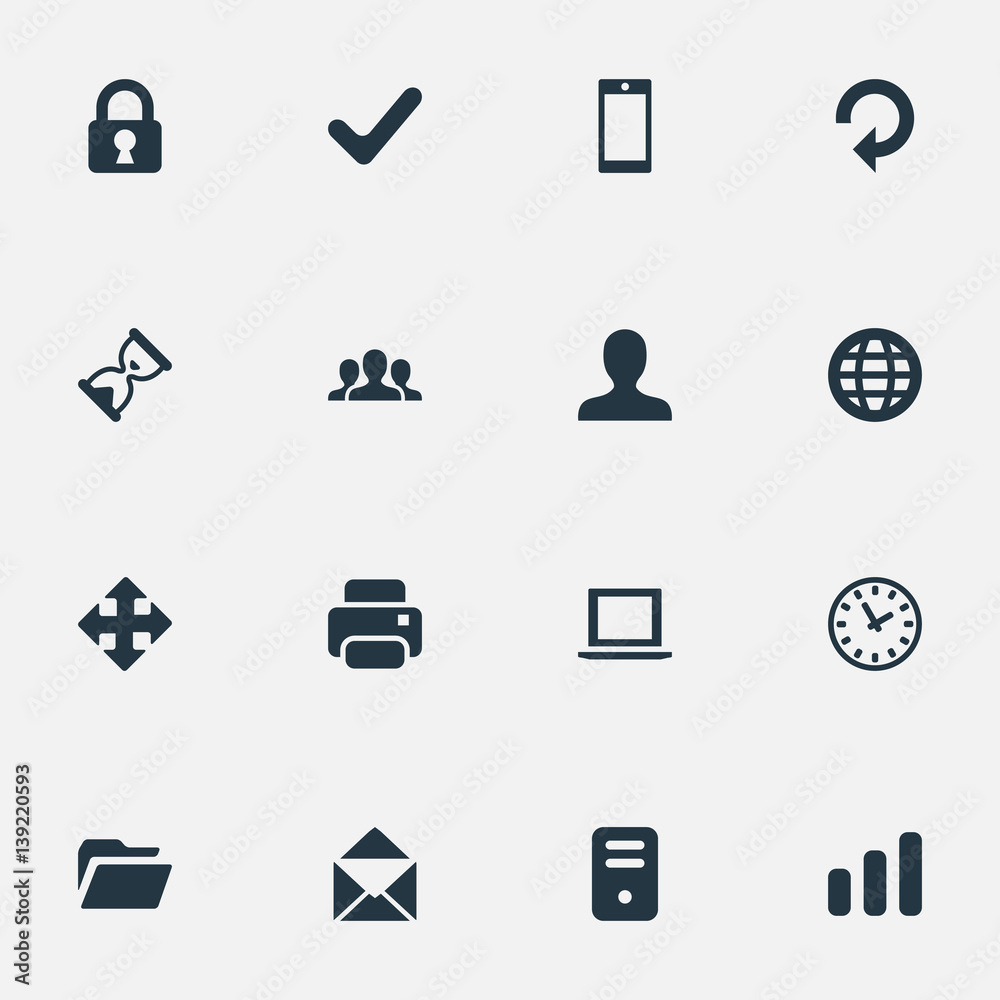 Set Of 16 Simple Practice Icons. Can Be Found Such Elements As Arrows ...
