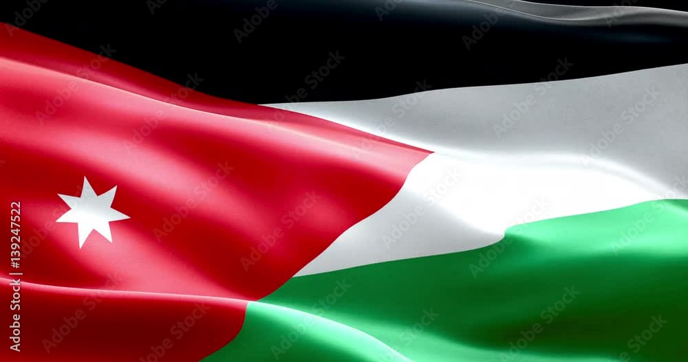 flag of jordan strip waving texture fabric background, national symbol ...