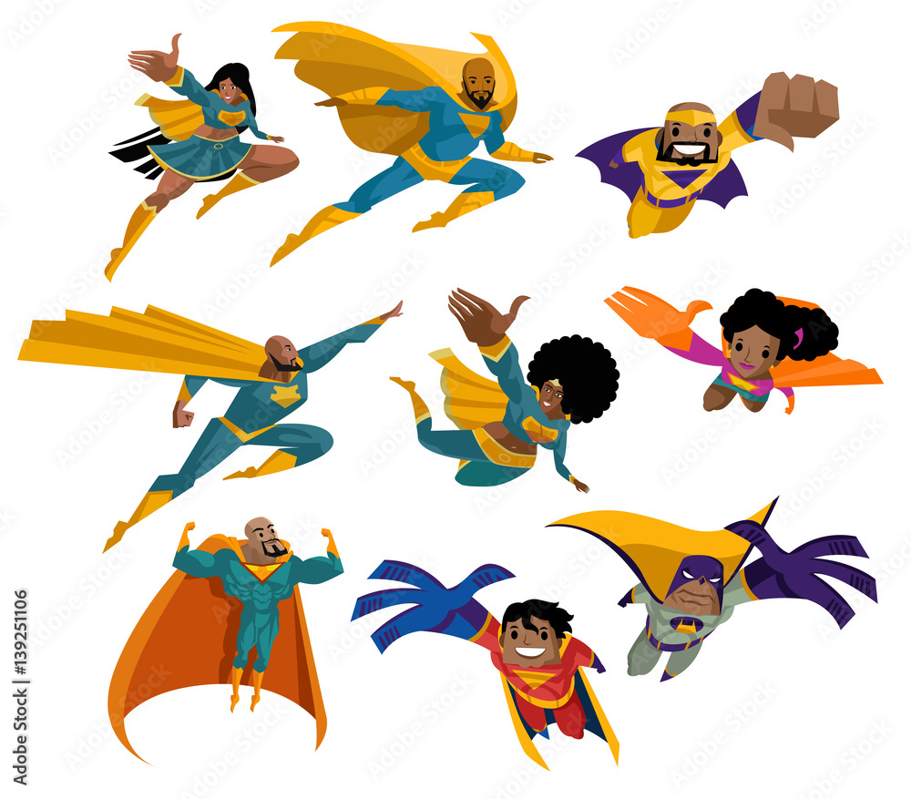 african superhero pack Stock Vector | Adobe Stock