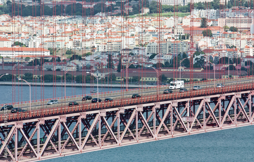 Details of 25th of April Bridge. View from Sanctuary of Christ the King ...