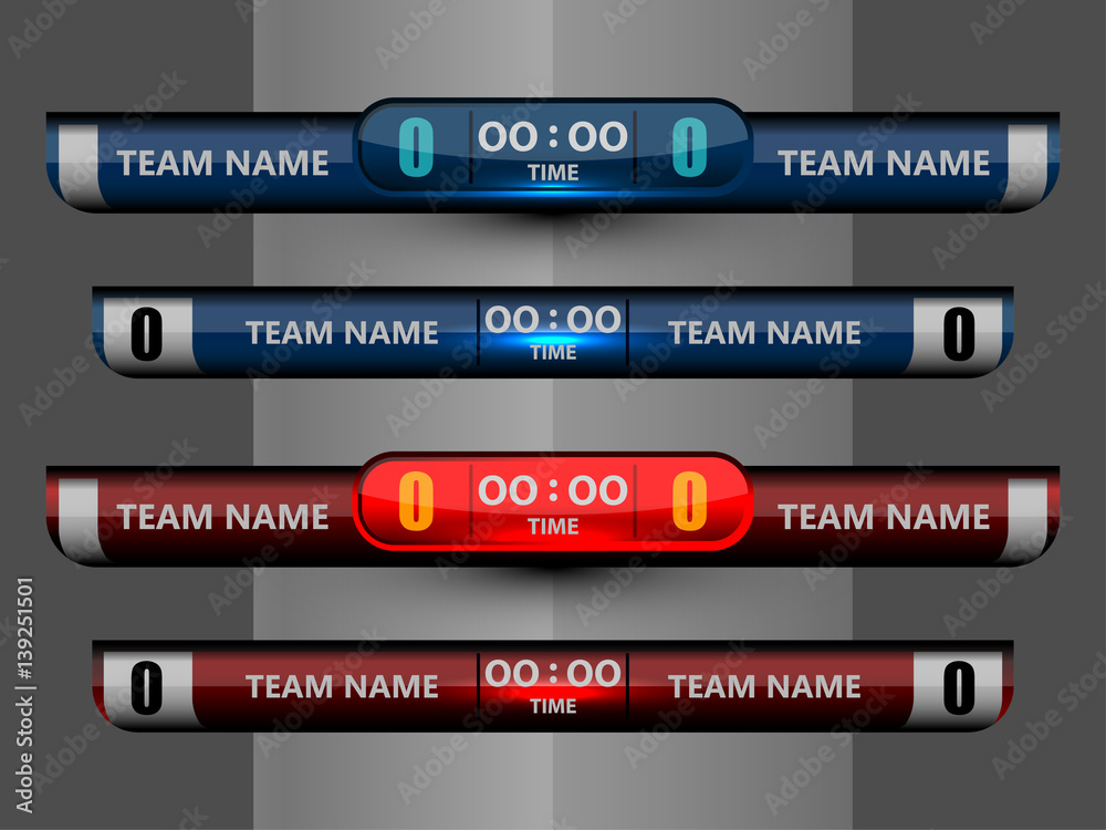 Scoreboard Broadcast Graphic Template for soccer and football, vector ...