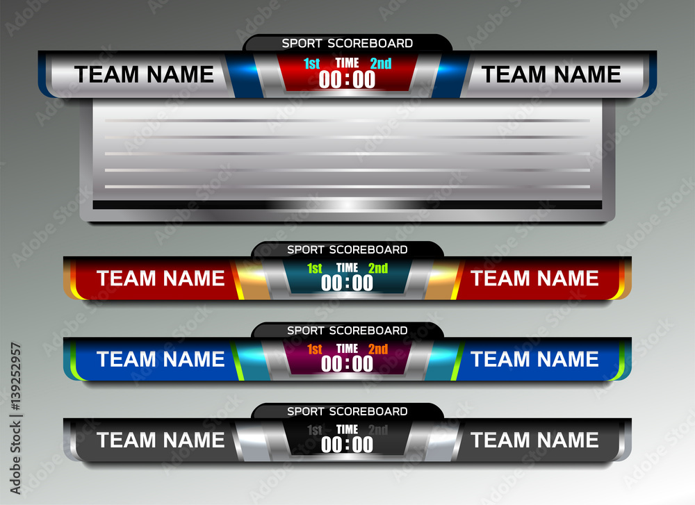 Scoreboard Broadcast Graphic Template for soccer and football, vector ...