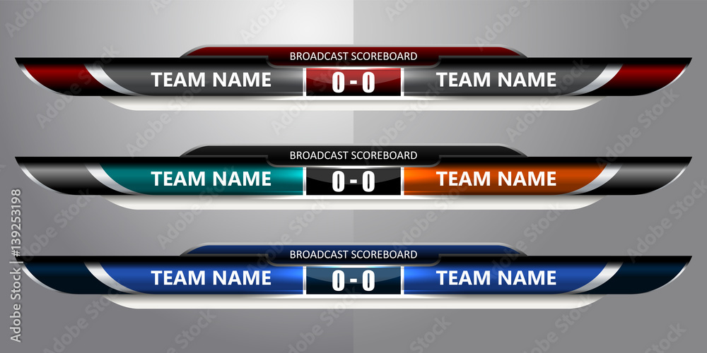 Scoreboard Broadcast Graphic Template for soccer and football, vector ...