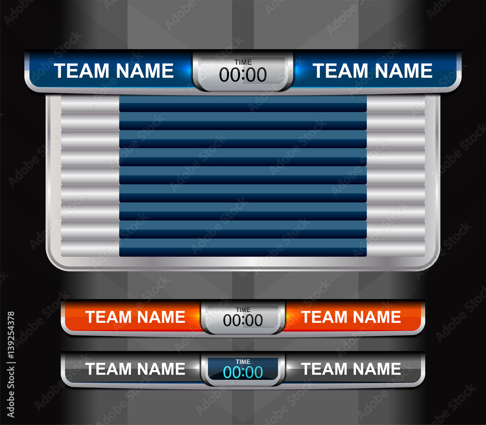 Scoreboard Broadcast Graphic Template for soccer and football, vector ...